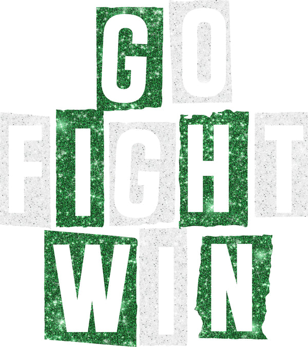 Go Fight Win Green and White - Bling3t