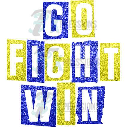Go Fight Win Royal Blue and Yellow Gold - Bling3t