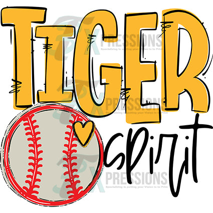 Team Go Spirit Tiger Yellow Gold Baseball - Bling3t