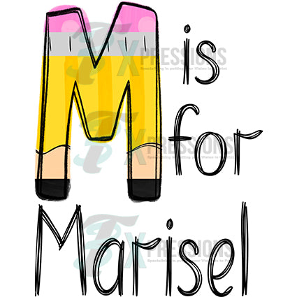 Personalized Pencil Letter is for, name under - Bling3t