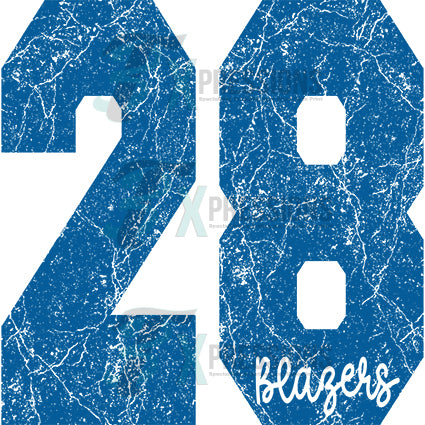 Personalized Distressed number with team name - Bling3t
