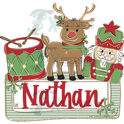 Personalized Red and Green Christmas Name plate - Bling3t